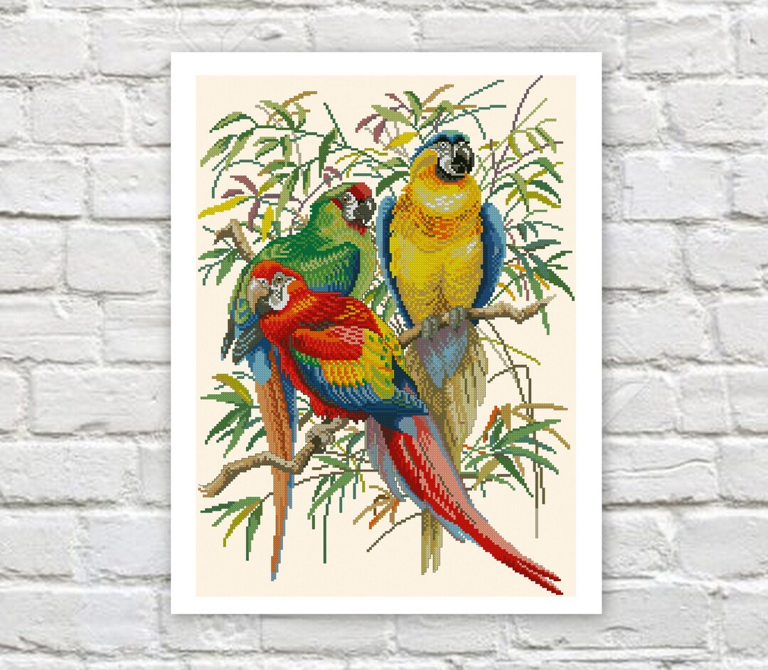 Parrots Cross Stitch Pattern Exotic Birds Cross Stitch Counted PDF X ...