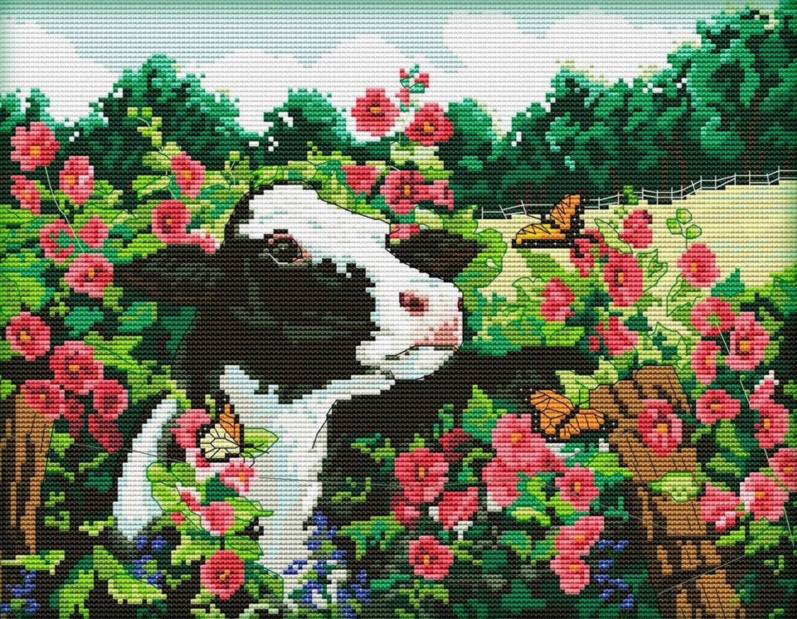 Cow Cross Stitch Pattern Pets Colorful Art DIY X-stitch Chart | Etsy