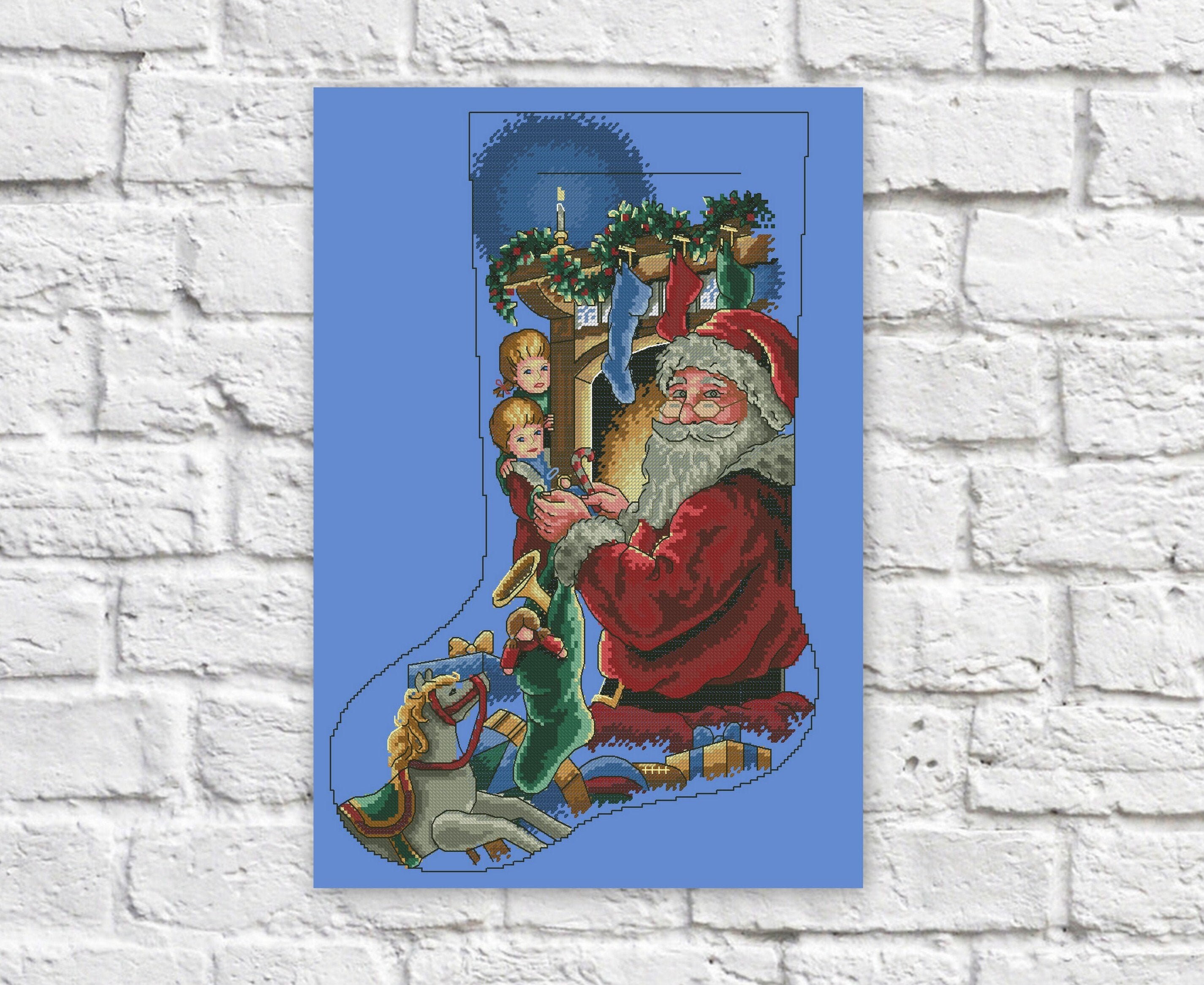 Christmas Stocking Cross Stitch Pattern Colorful Art DIY | Etsy