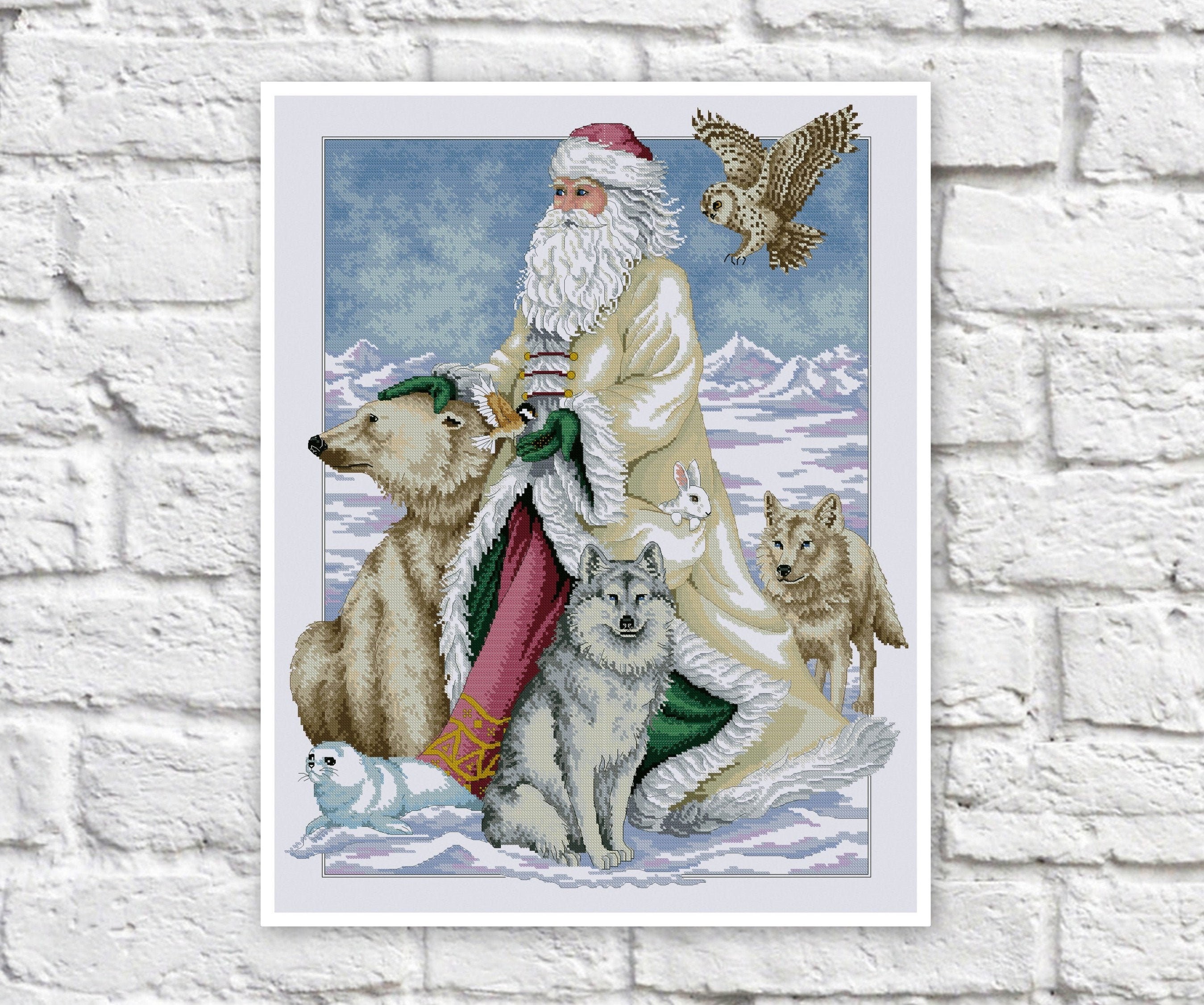 Santa Cross Stitch Pattern Colorful Art DIY X-stitch Chart - Etsy