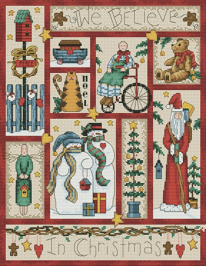 Christmas Sampler Cross Stitch Pattern Colorful Art DIY X-stitch ...