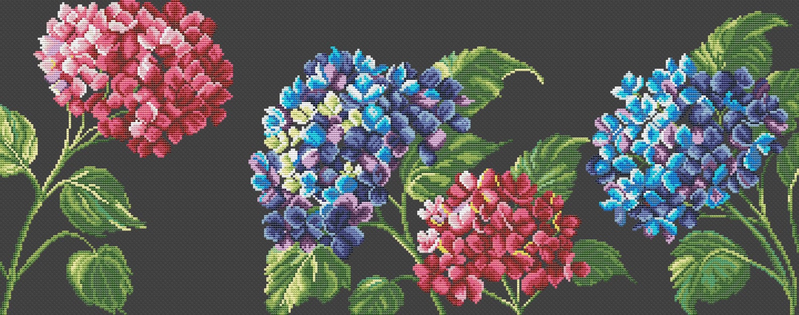 Hydrangeas Cross Stitch Pattern Colorful Art DIY X-stitch | Etsy