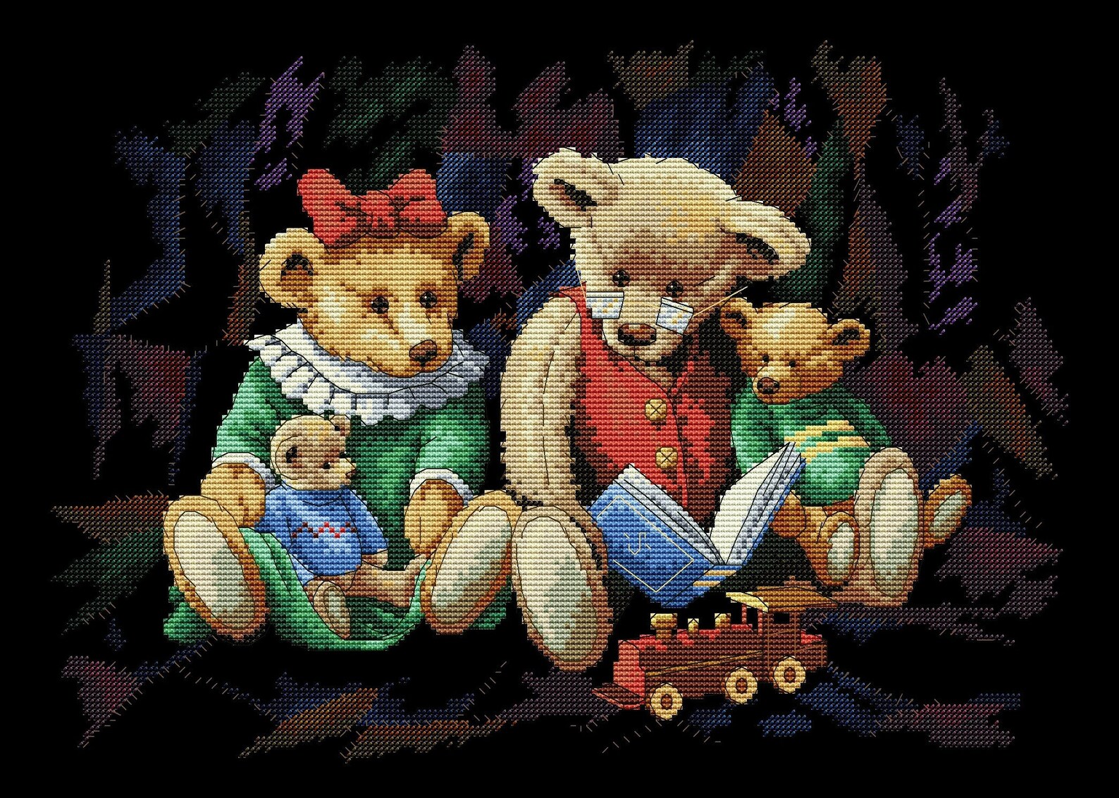Teddy Bears Cross Stitch Pattern Colorful Art DIY X-stitch | Etsy
