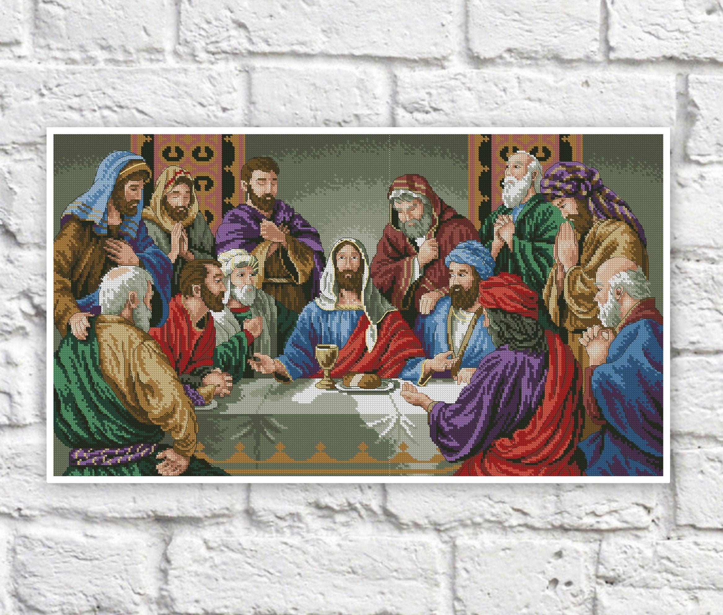 Religious Cross Stitch Pattern Colorful Art DIY X-stitch Chart | Etsy