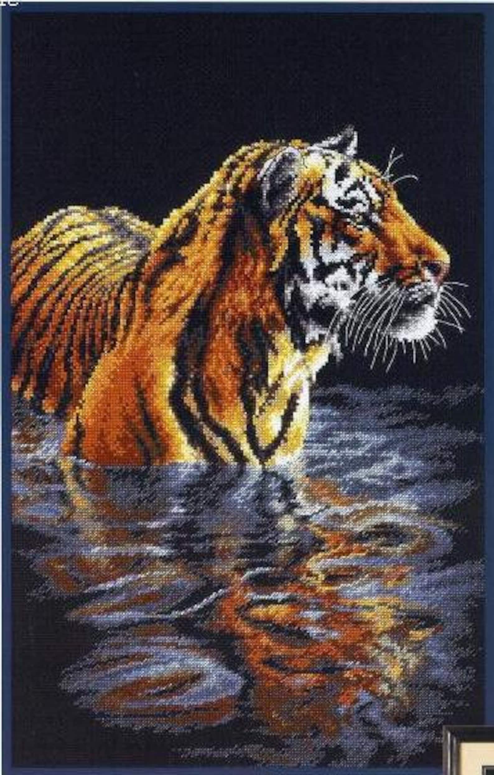 Tiger Cross Stitch Pattern Colorful Art DIY X-stitch Chart - Etsy