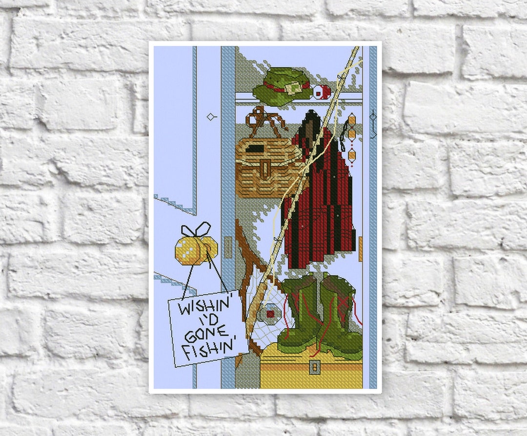 Fishing Cross Stitch Pattern Colorful Art DIY X-stitch Chart ...