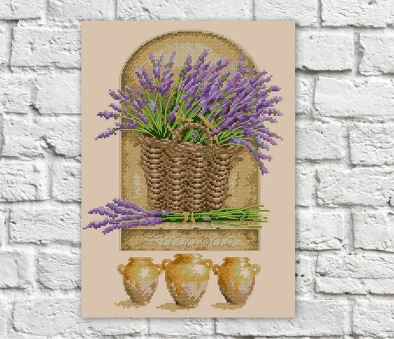 Lavender Cross Stitch Pattern Colorful Art DIY X-stitch Chart - Etsy