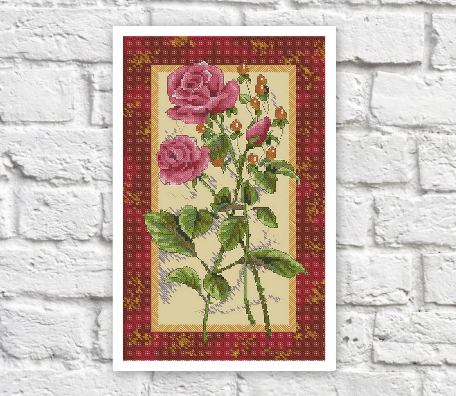 Rose Cross Stitch Pattern Flowers Colorful Art DIY X-stitch - Etsy