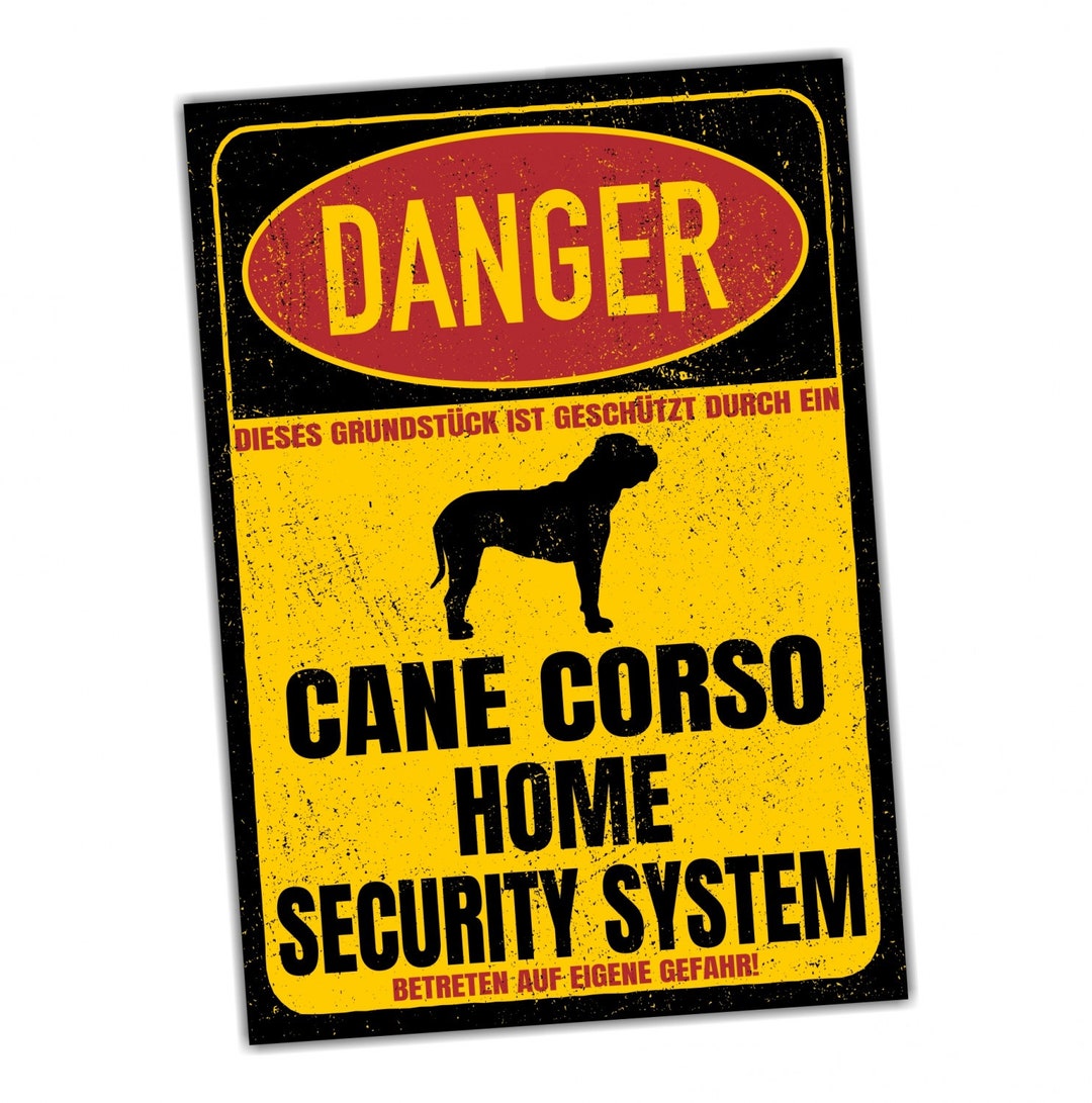 Cane Corso Italiano Dog Schild Danger Security System Türschild ...