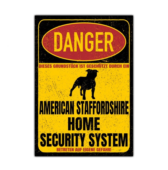 American Staffordshire Terrier Dog Shield Danger Security - Etsy