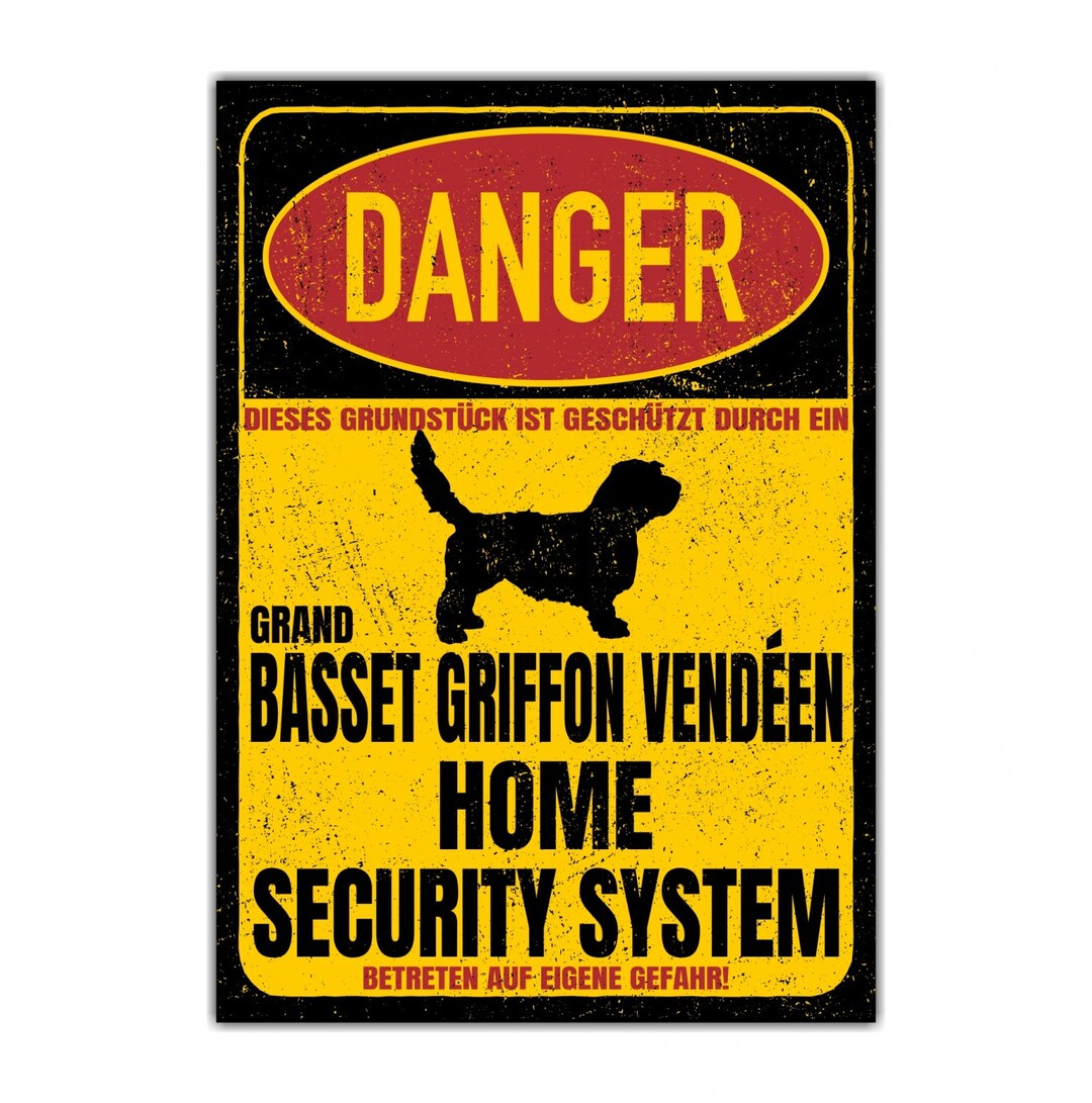 Grand Basset Griffon Vendéen Schild Danger Security System Türschild ...