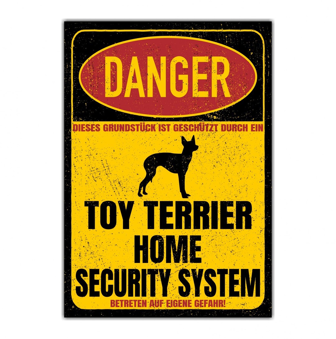 Toy Terrier Sign Danger Security System Door Sign Dog Sign - Etsy