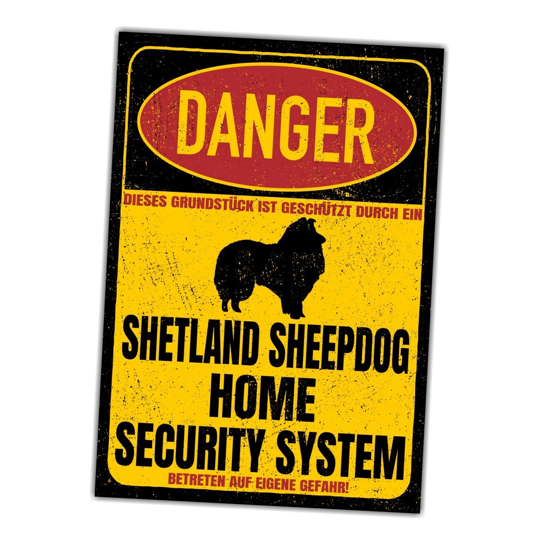 Sheltie Shetland Sheepdog Schild Danger Security System Türschild ...