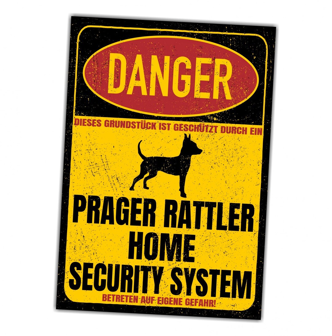 Prager Rattler Schild Danger Security System Türschild Hundeschild ...