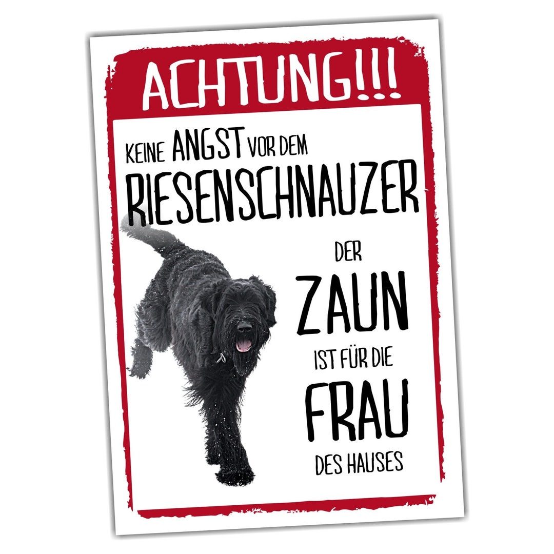 Riesenschnauzer Dog Schild Achtung Zaun Frau Spruch Türschild ...
