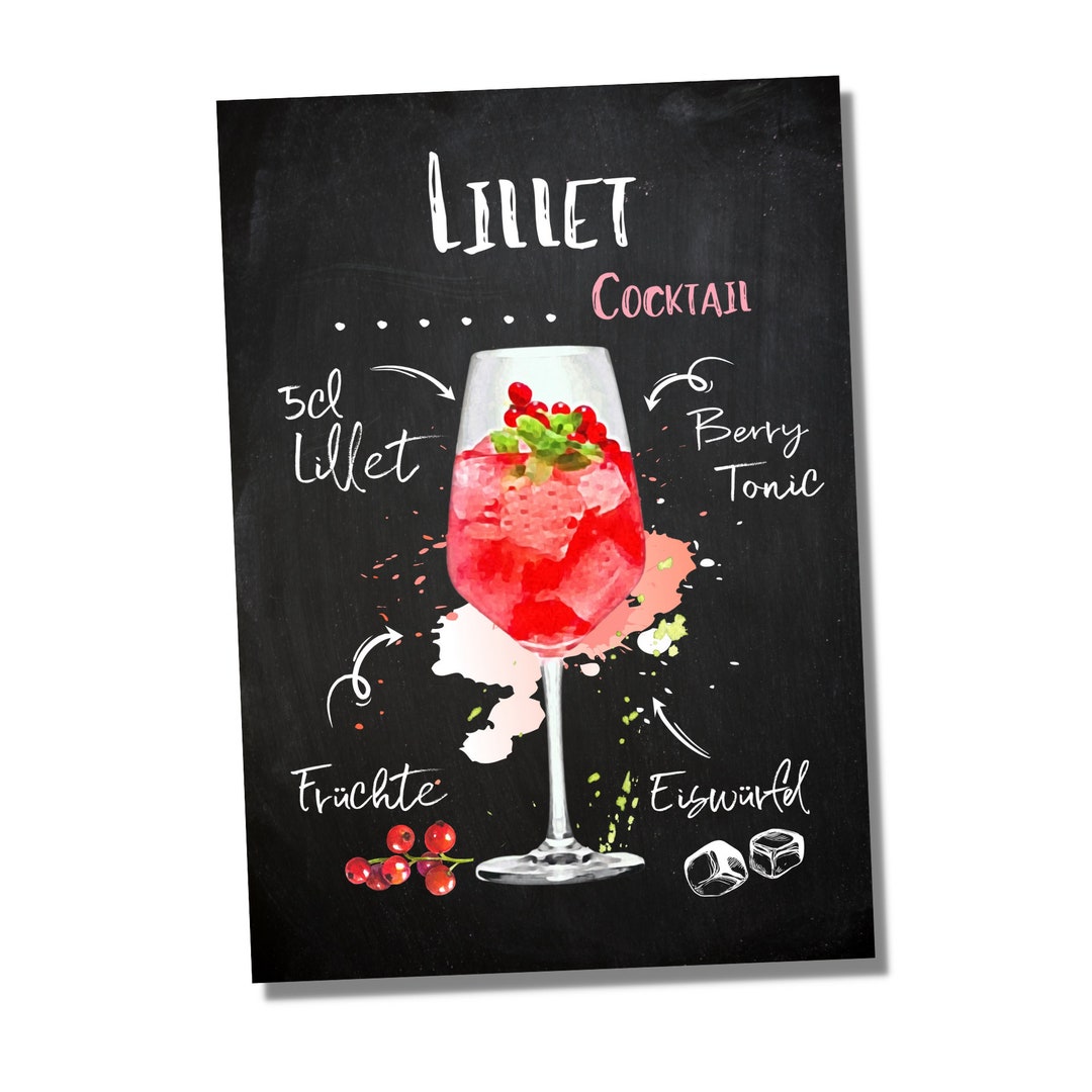 Lillet Tonic Berry Cocktail Rezept Bar Party Keller Deko Türschild ...