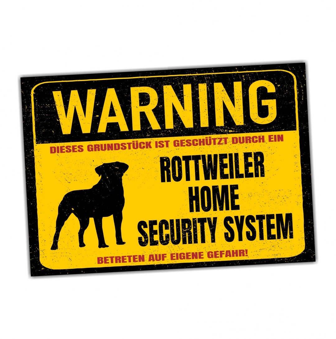 Rottweiler Dog Schild Warning Security System Türschild Hundeschild ...