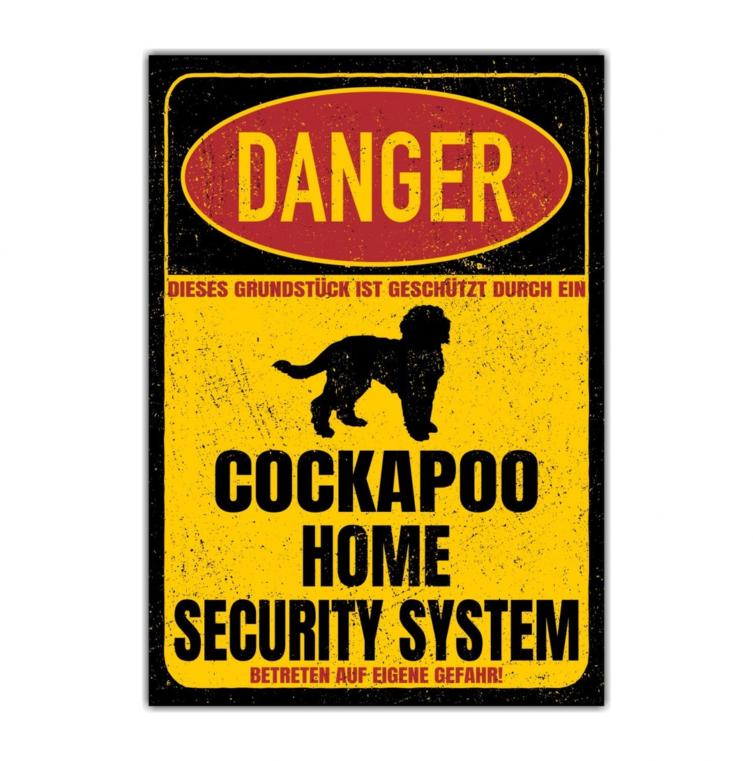 Cockapoo Poo Cocker Dog Schild Danger Security System Türschild ...