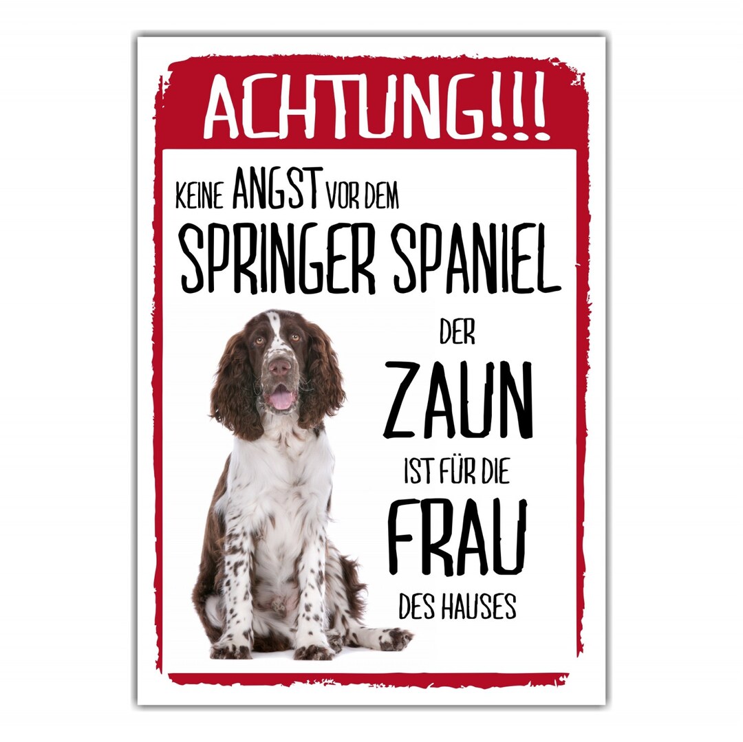 Springer Spaniel Dog Schild Achtung Zaun Frau Spruch Türschild ...