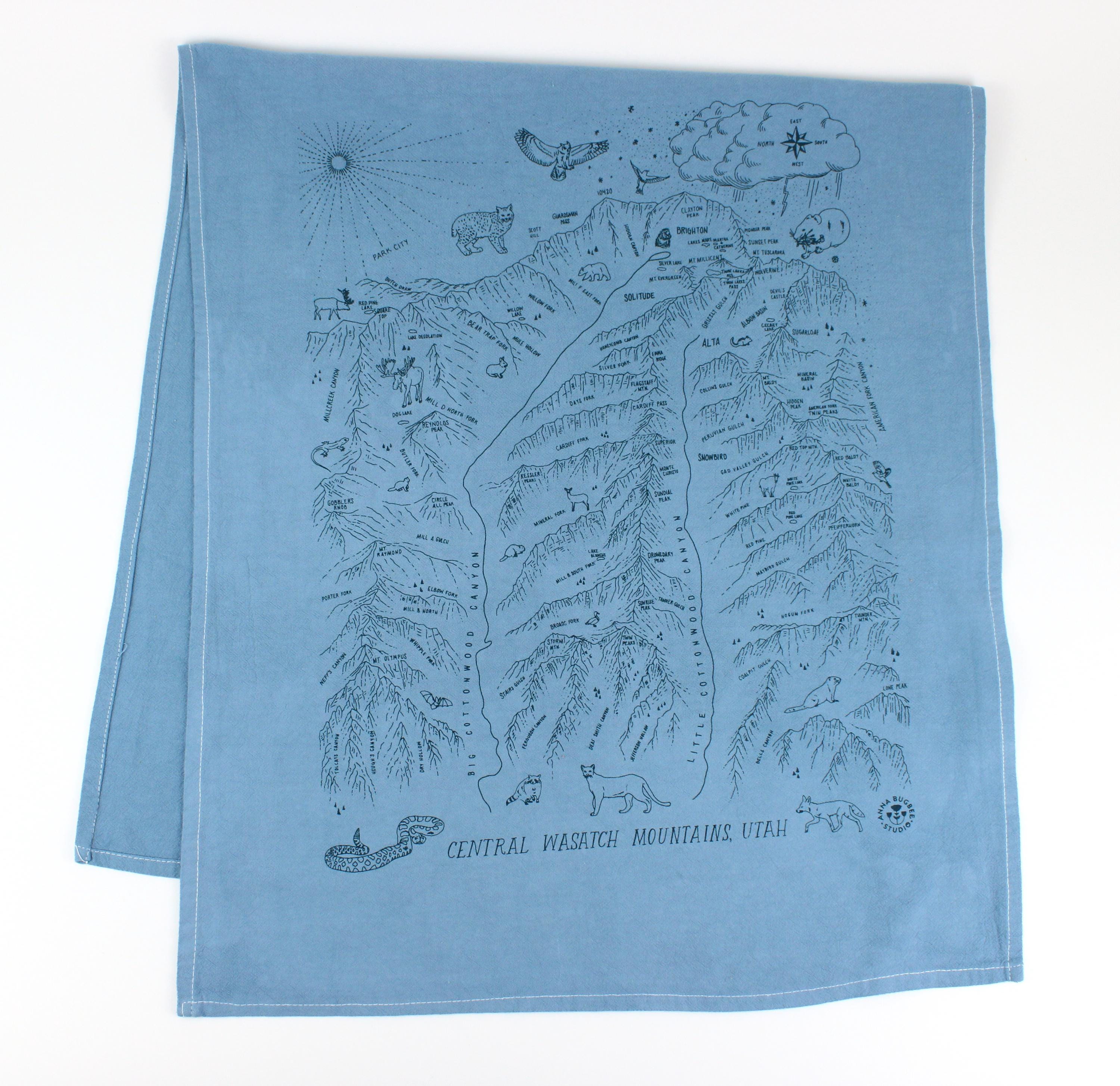 Tea Towel- Map of the Central Wasatch Kitchen Towel - Etsy