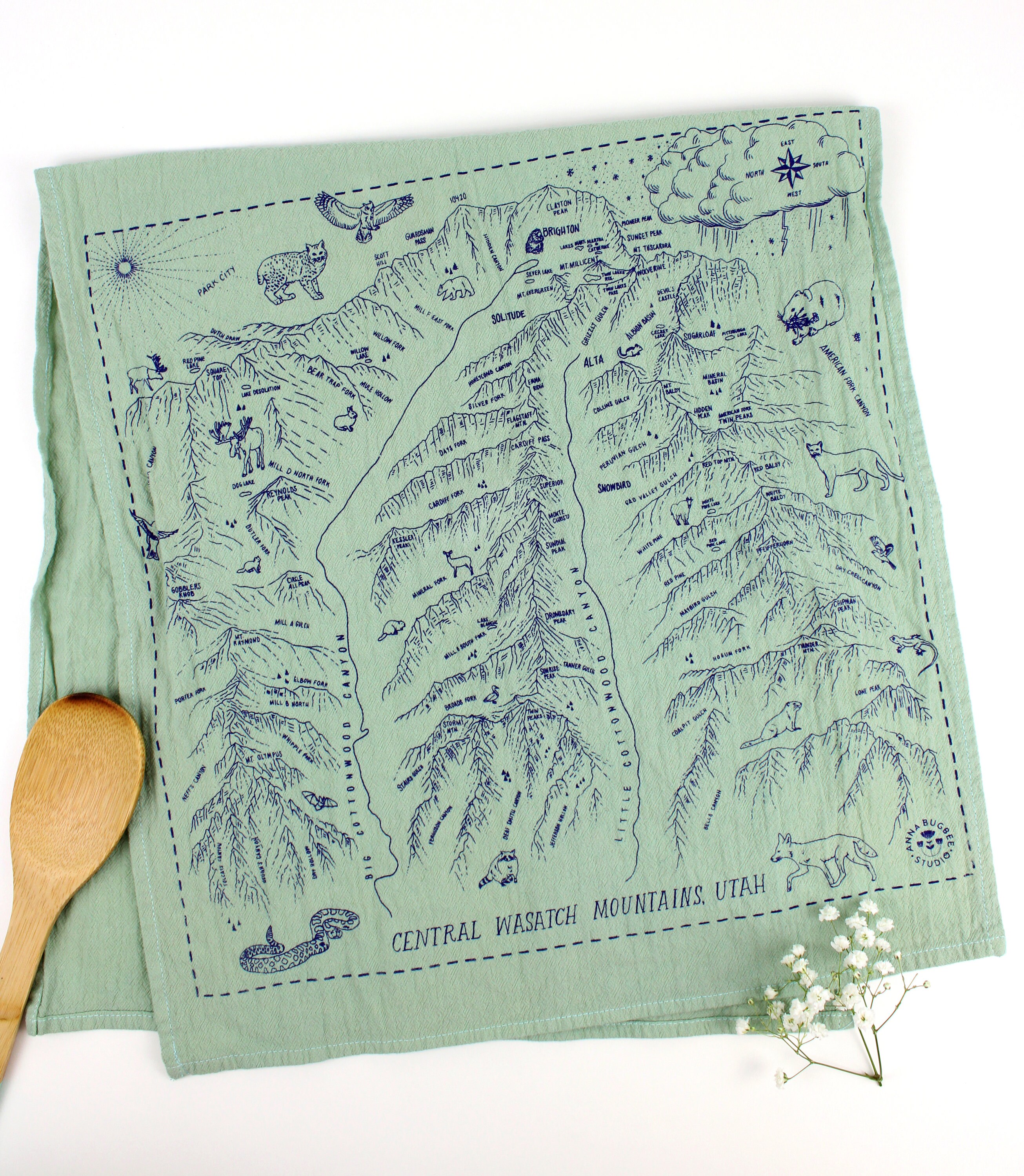 Tea Towel Map of the Central Wasatch Kitchen Towel - Etsy