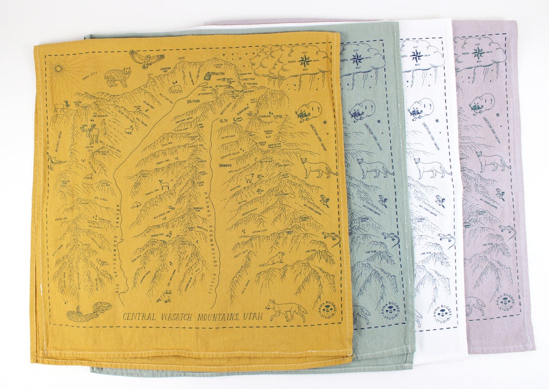 Tea Towel Map of the Central Wasatch Kitchen Towel - Etsy