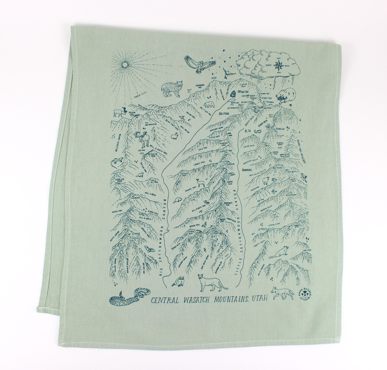 Tea Towel- Map of the Central Wasatch Kitchen Towel - Etsy