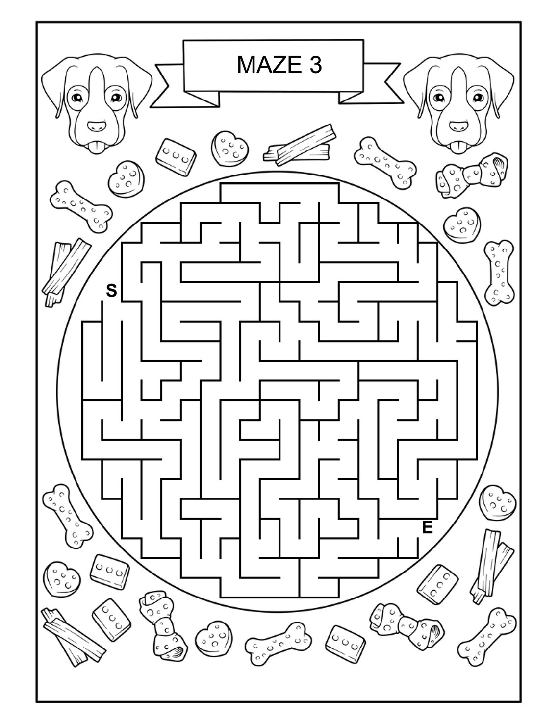 Printable Dog Mazes Maze Worksheets Dog Puzzle Guest Book - Etsy