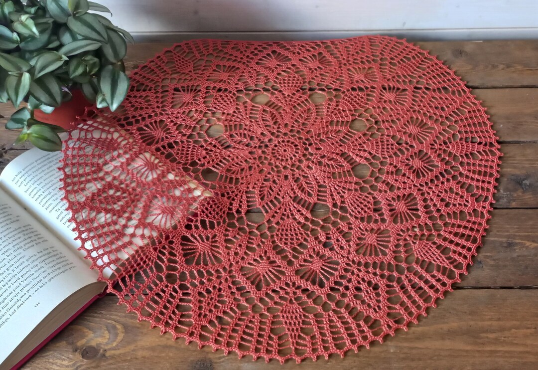 Crochet Doily Ø 53 Cm, Large Round Doily, Lace, Red Clay Color - Etsy