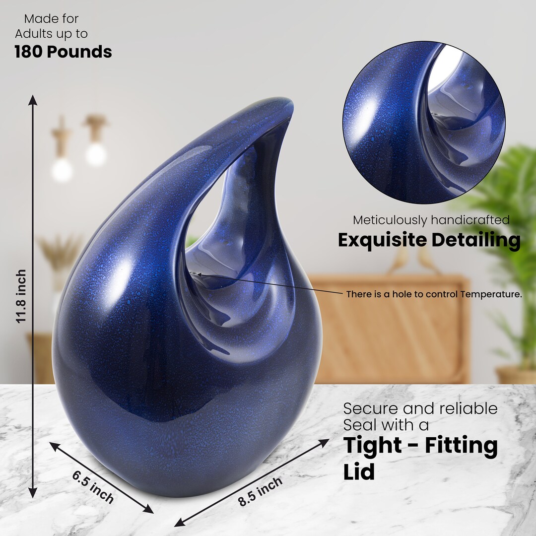 Modern Blue Teardrop Urn for Human Ashes Cremate Urn for - Etsy