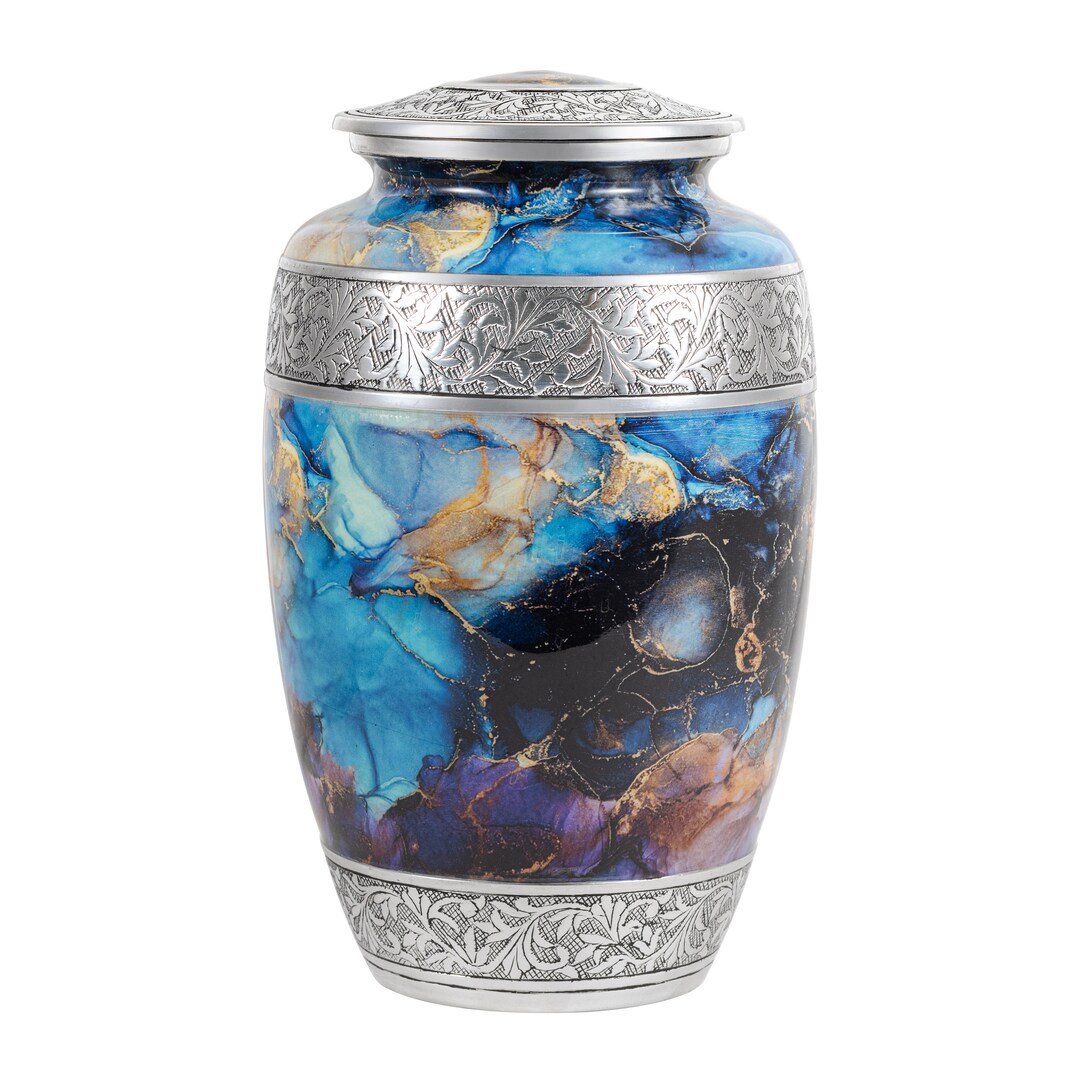 Urn for Human, Blue Black Bubble Texture Cremation Urn Full Size- Cremate Urn - Cremate Urn for ...
