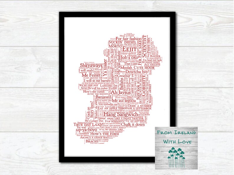 Cork for the 'craic' Map of Ireland Wall Art Print With Irish Sayings ...
