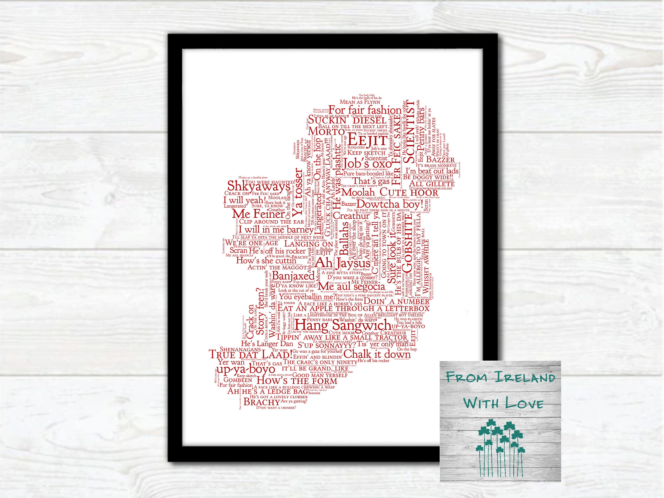 Cork for the 'craic' Map of Ireland Wall Art Print With Irish Sayings ...