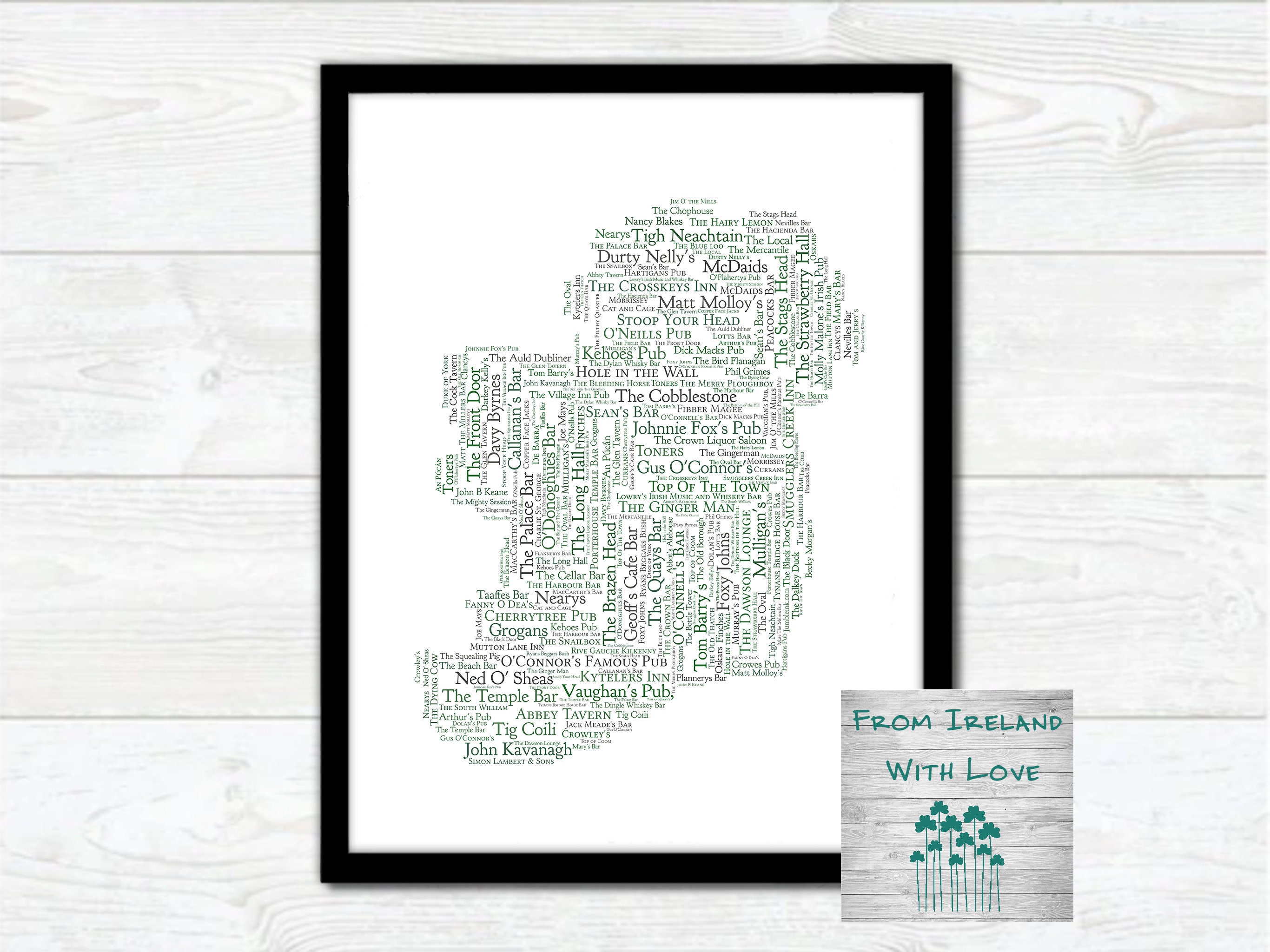 Irish Pubs Map of Ireland Irish Themed Word Art by Ireland With Love - Etsy