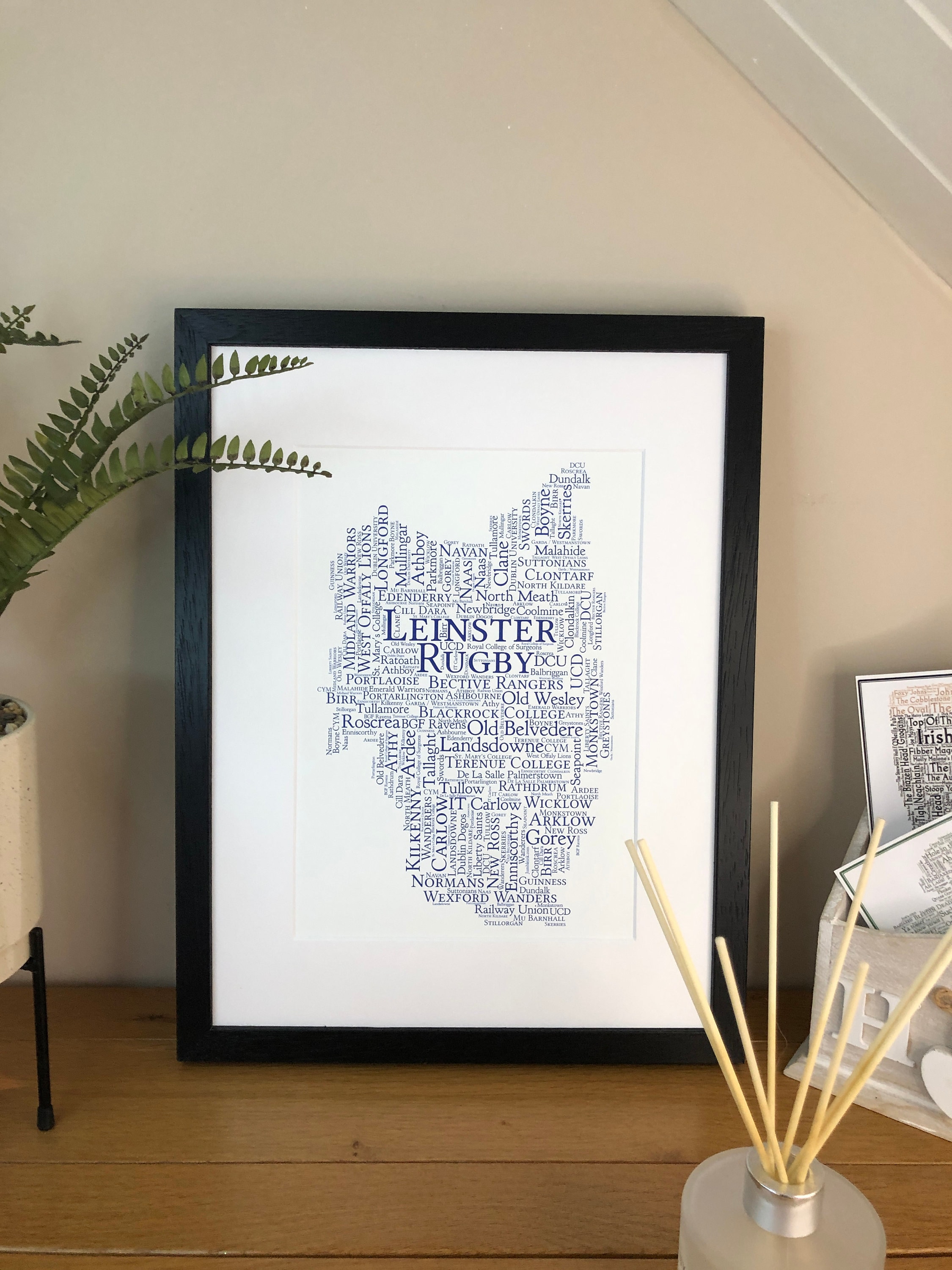 Leinster Rugby Clubs Map Irish Themed Word Art Poster Irish Print Gifts ...