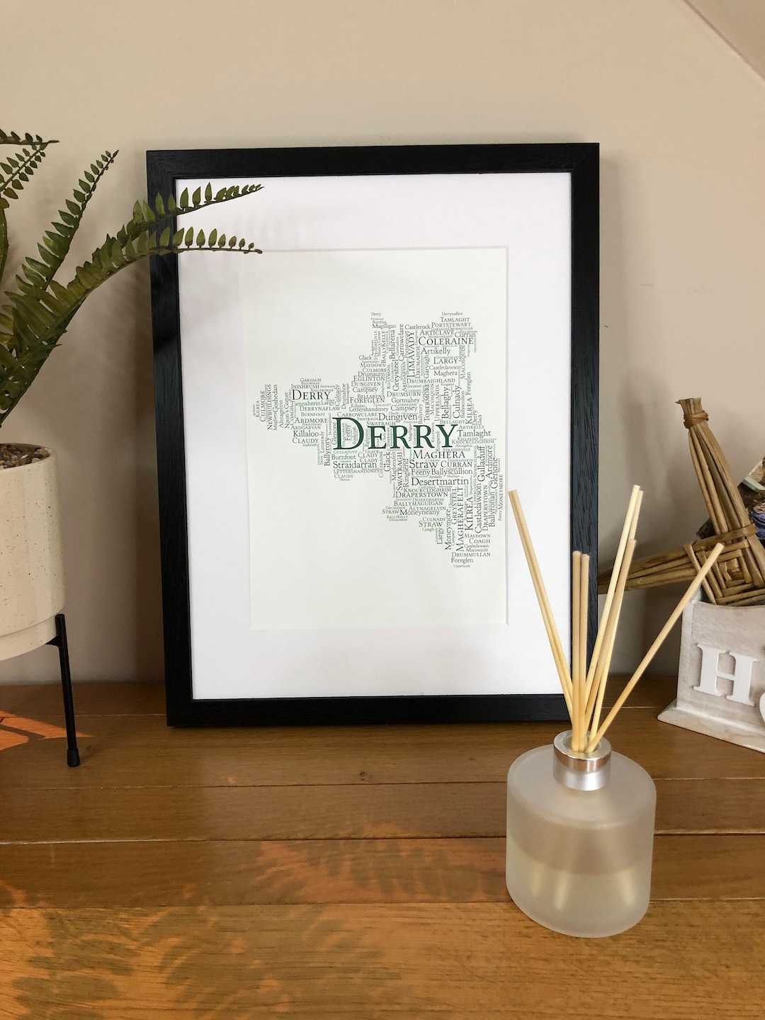 County Derry Towns Irish Themed Word Art Poster Irish Print by Ireland ...