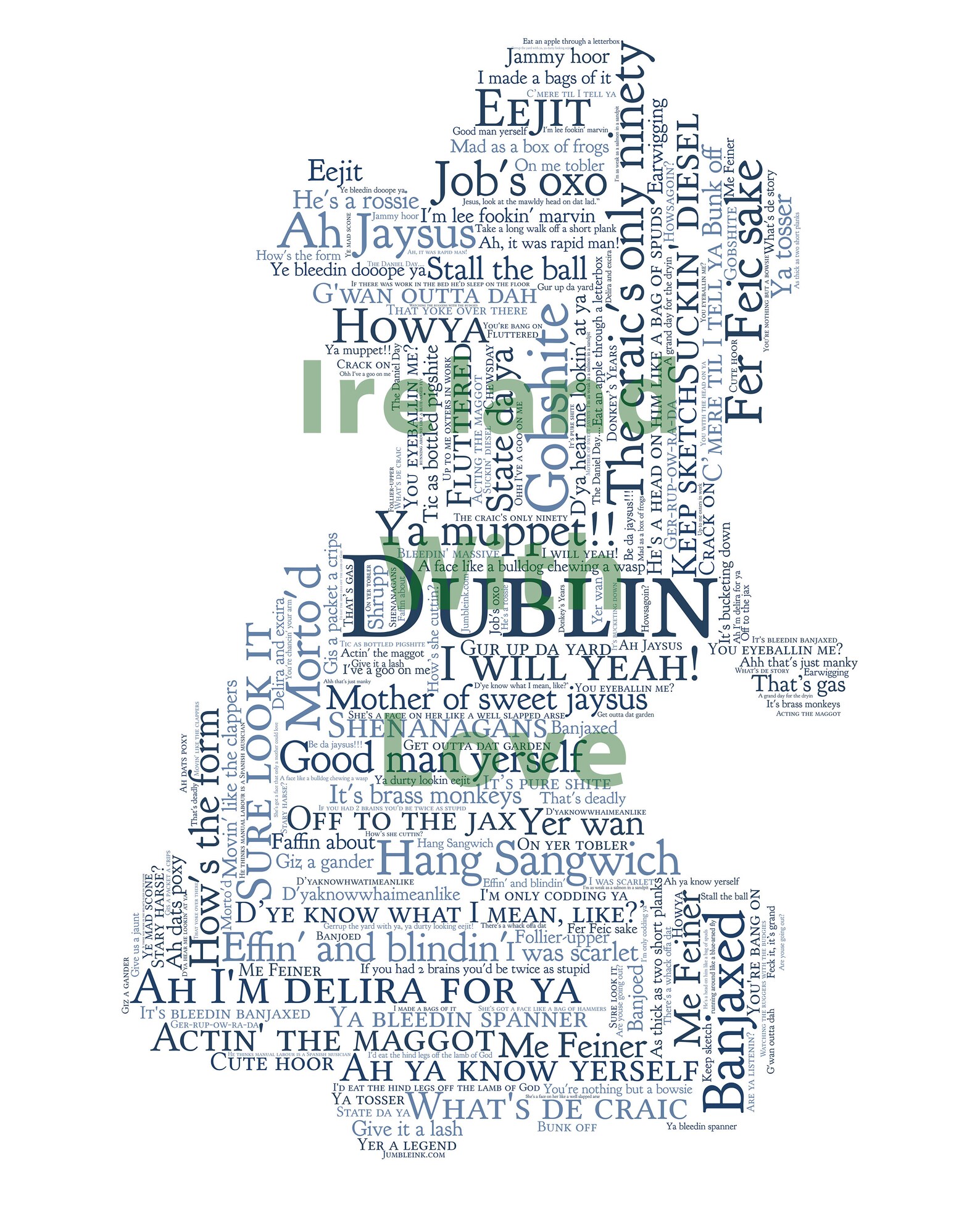 County Dublin for the Craic Map Irish Themed Word Art Poster Irish ...