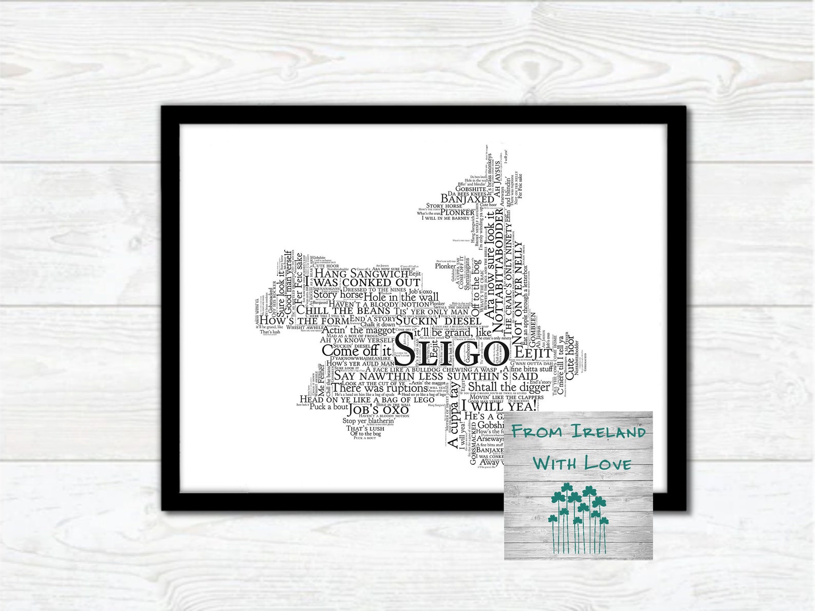 County Sligo for the 'craic' Map Irish Themed Word Art Print With Irish ...