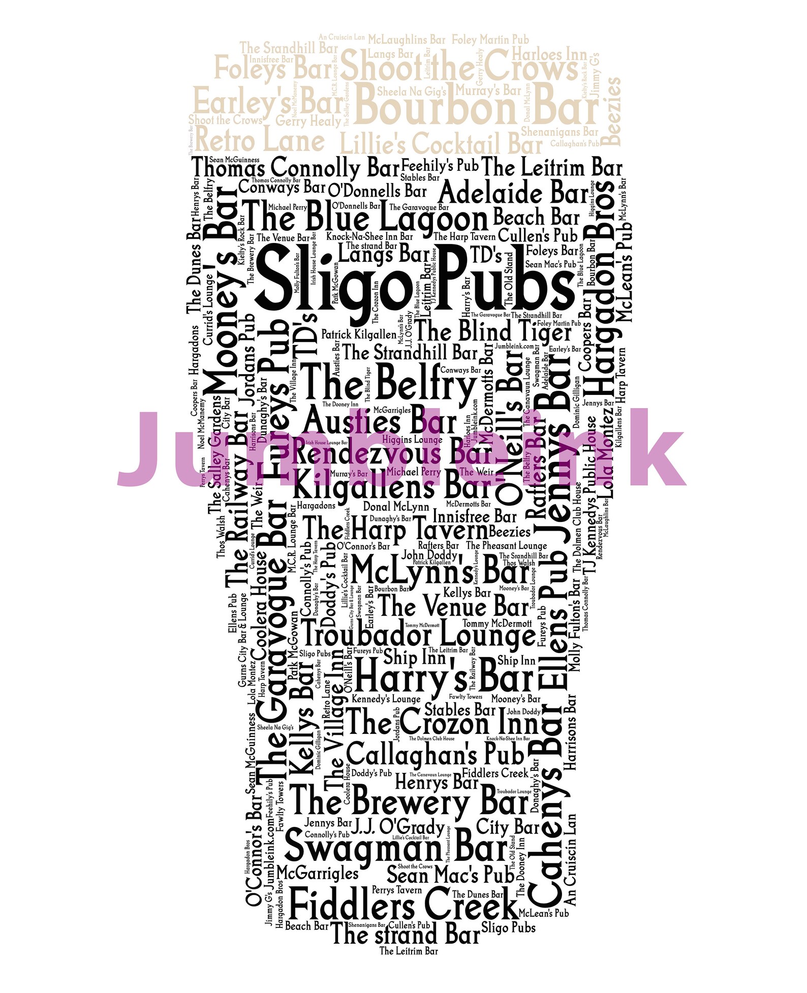 Pint of Sligo Pubs Irish Themed Word Art by Ireland With Love - Etsy
