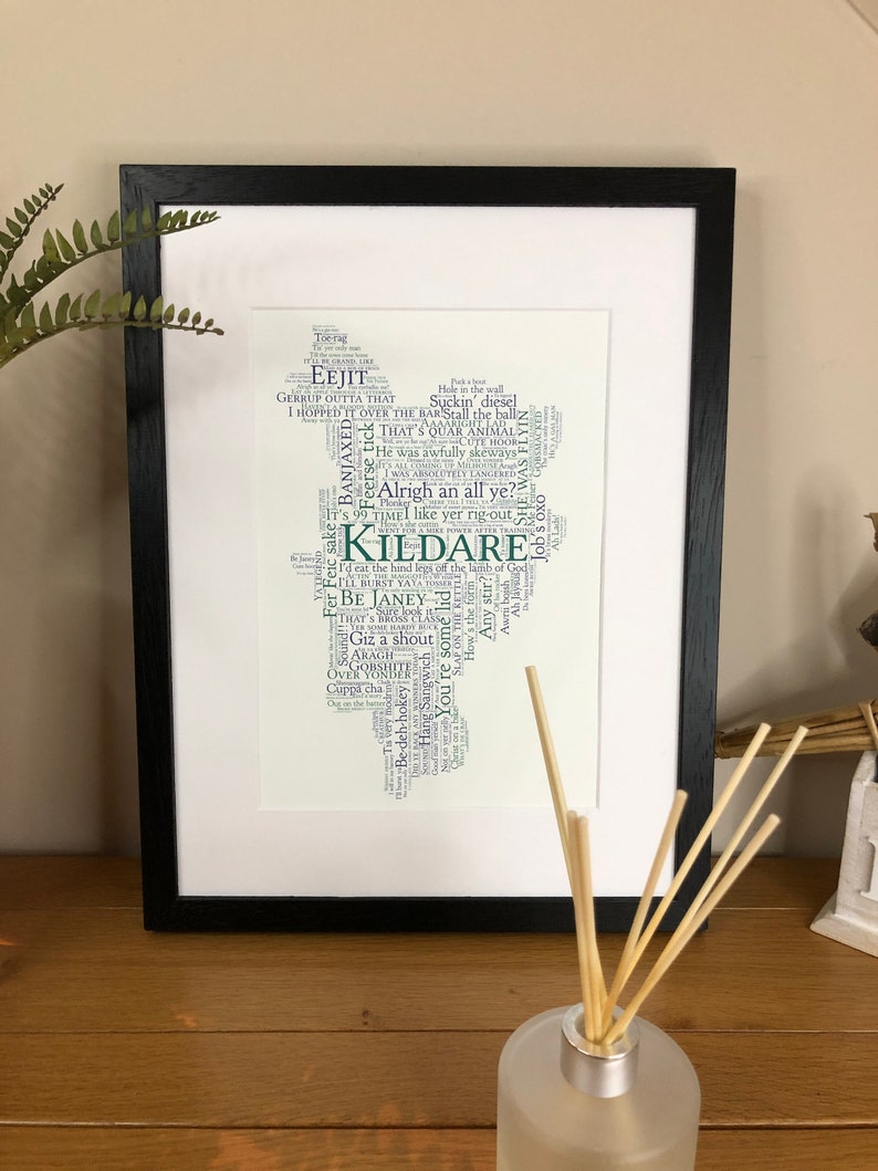 County Kildare for the 'craic' Map Irish Themed Word - Etsy