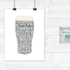 Pint of Sligo Pubs Irish Themed Word Art by Ireland With Love - Etsy