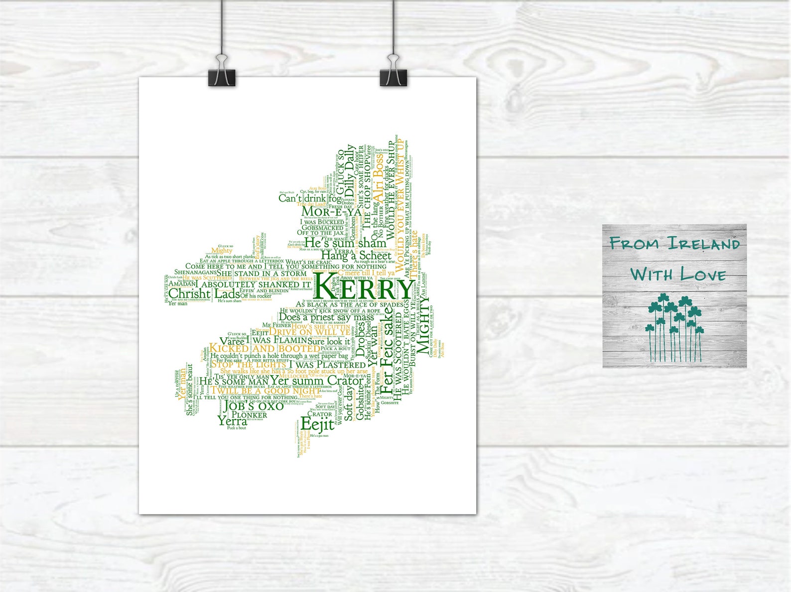 County Kerry for the 'craic' Map Irish Themed Word Art - Etsy