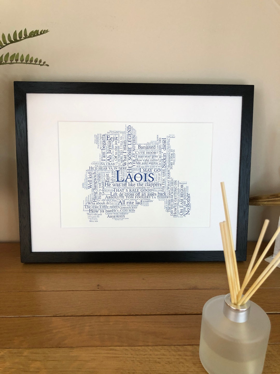 County Laois for the 'craic' Map Irish Themed Word Art Print With Irish ...