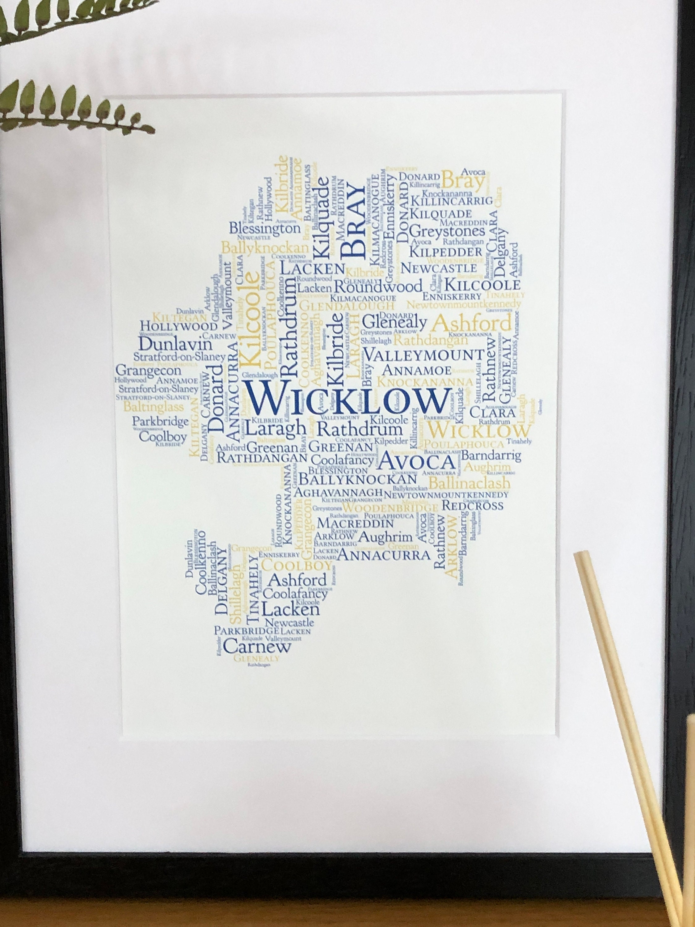 County Wicklow Towns Irish Themed Word Art Poster Irish Print by ...