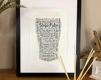 County Sligo for the 'craic' Map Irish Themed Word Art Print With Irish ...