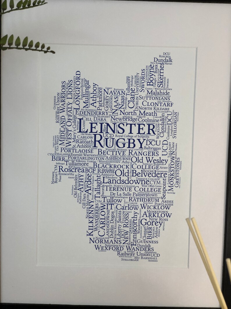 Leinster Rugby Clubs Map Irish Themed Word Art Print by - Etsy