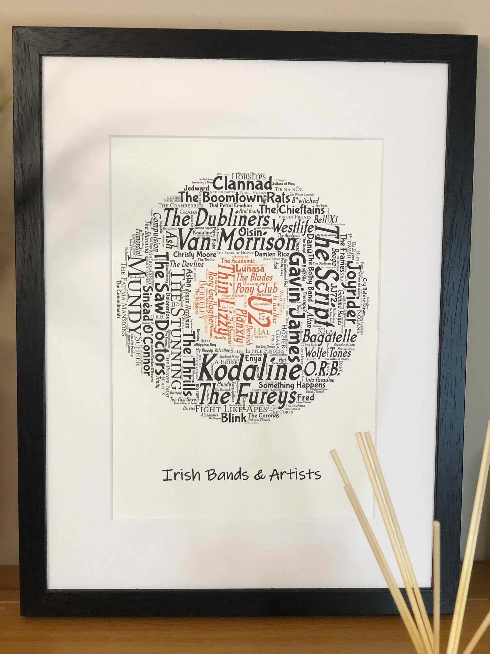 Irish Bands and Artists Record Vinyl Irish Themed Word Art Poster Irish ...