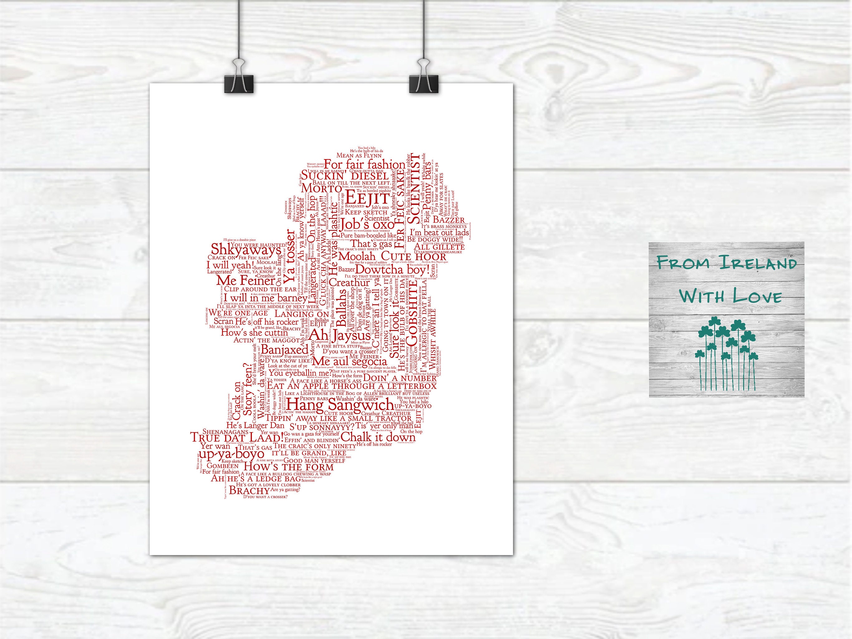 Cork for the 'craic' Map of Ireland Wall Art Print With Irish Sayings ...