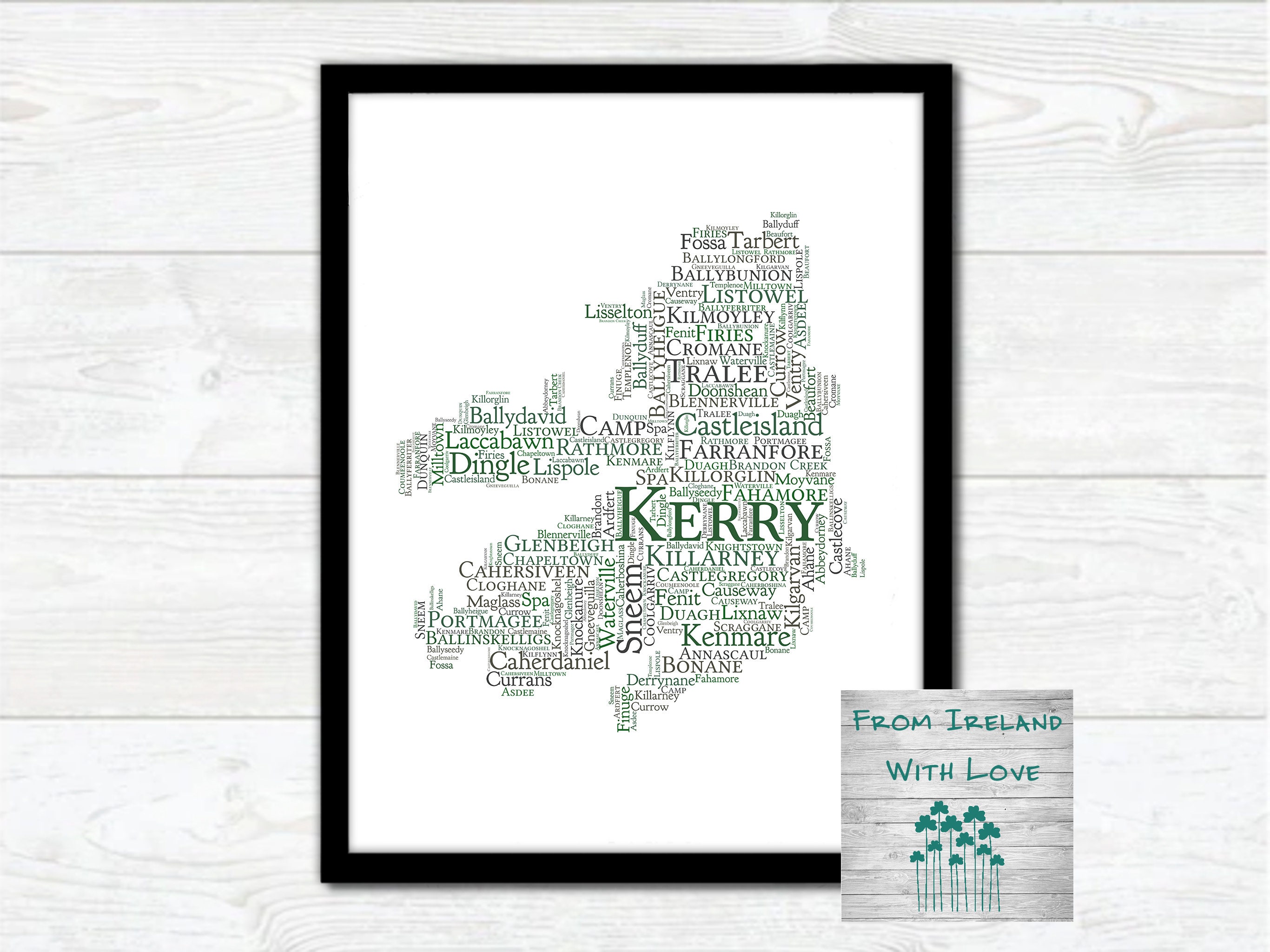County Kerry Towns Irish Themed Word Art Print by Ireland With Love - Etsy