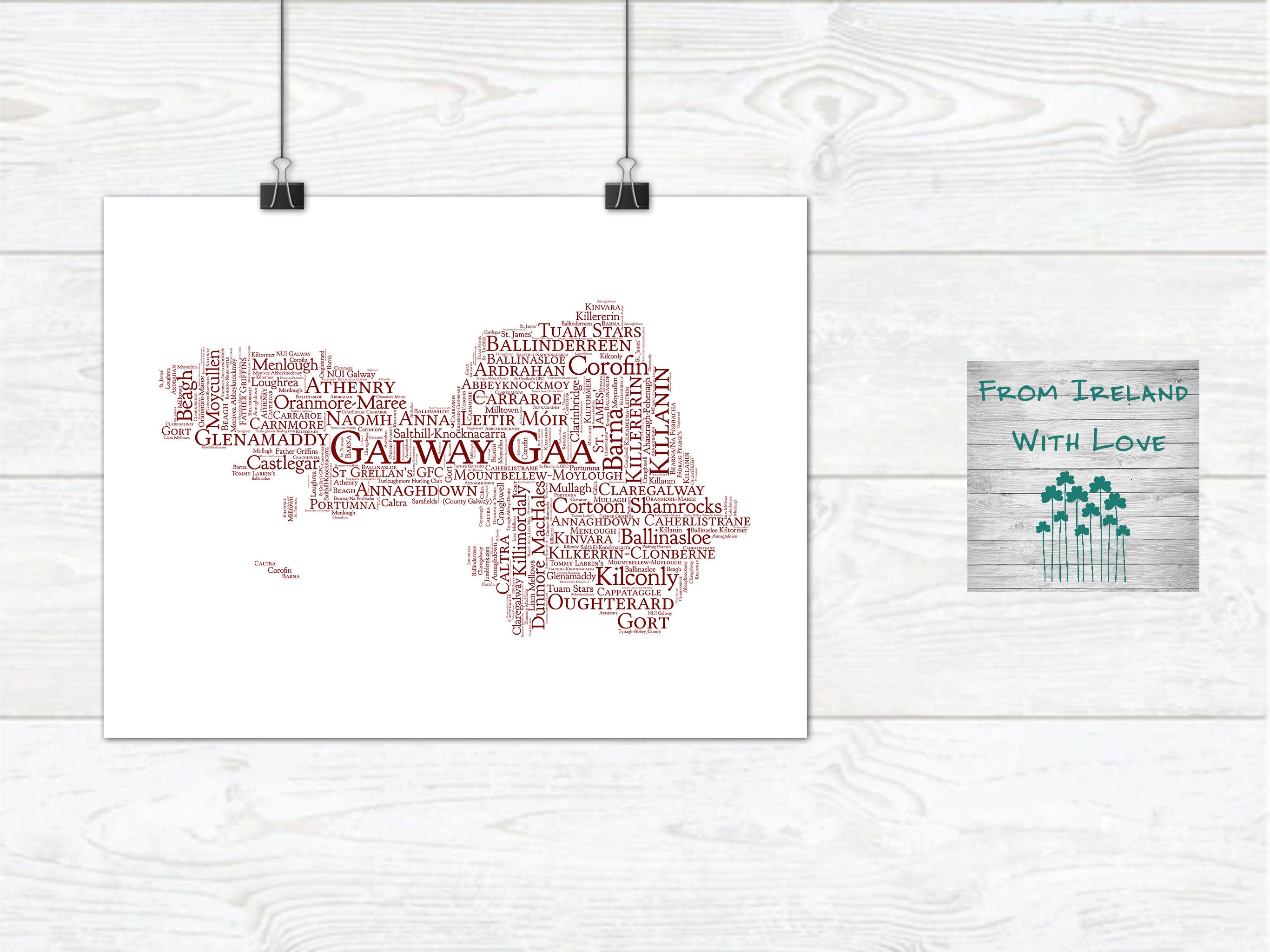 Galway GAA Clubs Irish Themed Word Art by Ireland With Love - Etsy